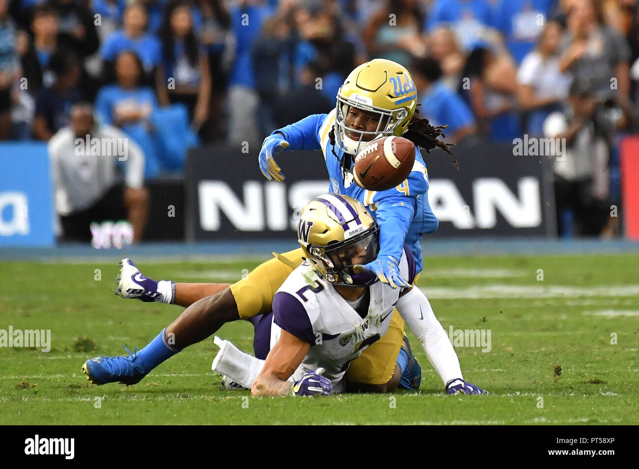 Pasadena, CA. 6th Oct, 2018. UCLA Bruins defensive back Elijah Gates #9 ...