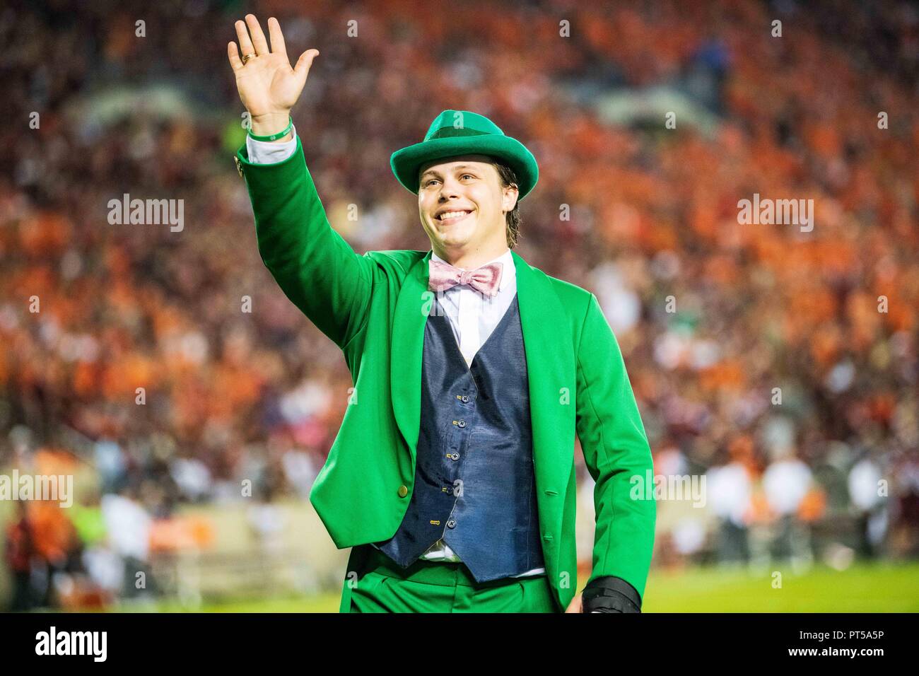 The Notre Dame mascot Leprechaun during the NCAA college football game ...