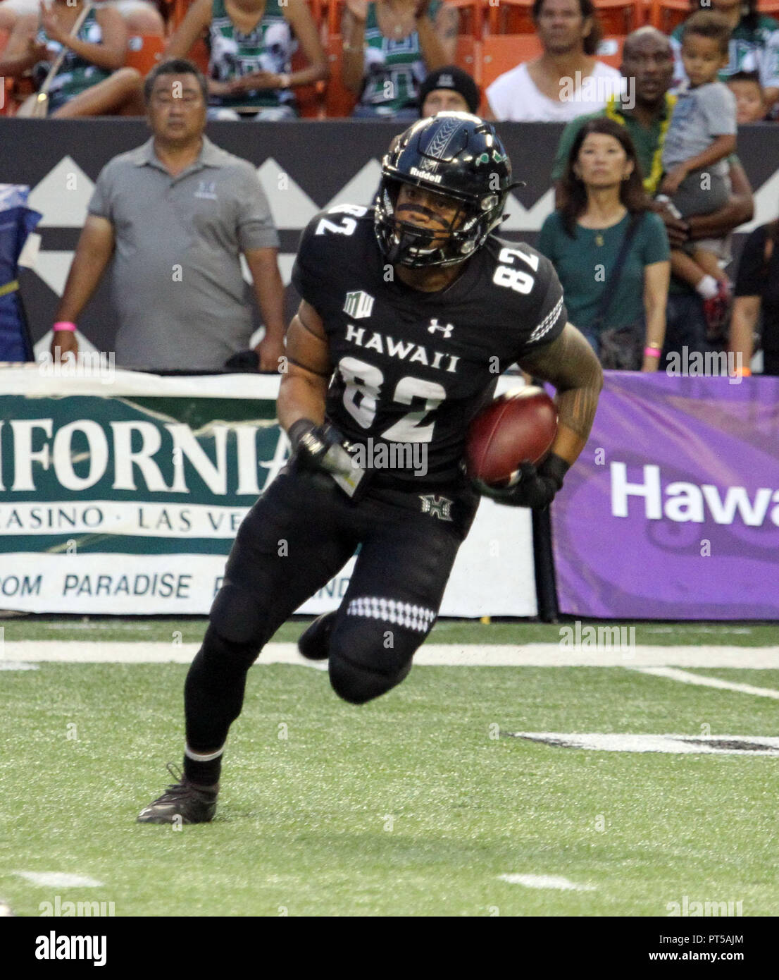 October 6, 2018 - Hawaii Rainbow Warriors wide receiver Justice Augafa ...