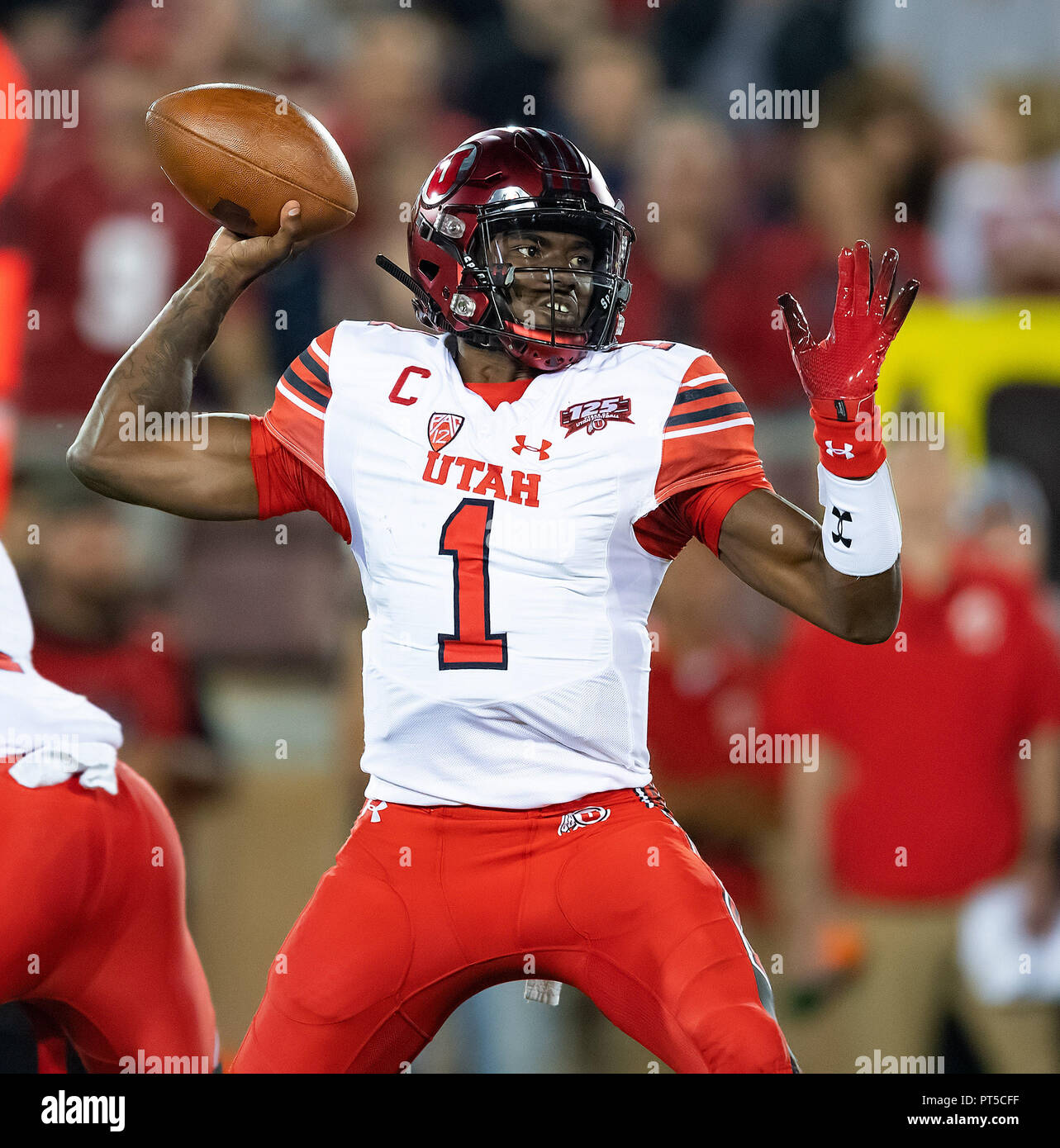 October 06, 2018: Utah Utes quarterback Tyler Huntley (1) finds an open ...