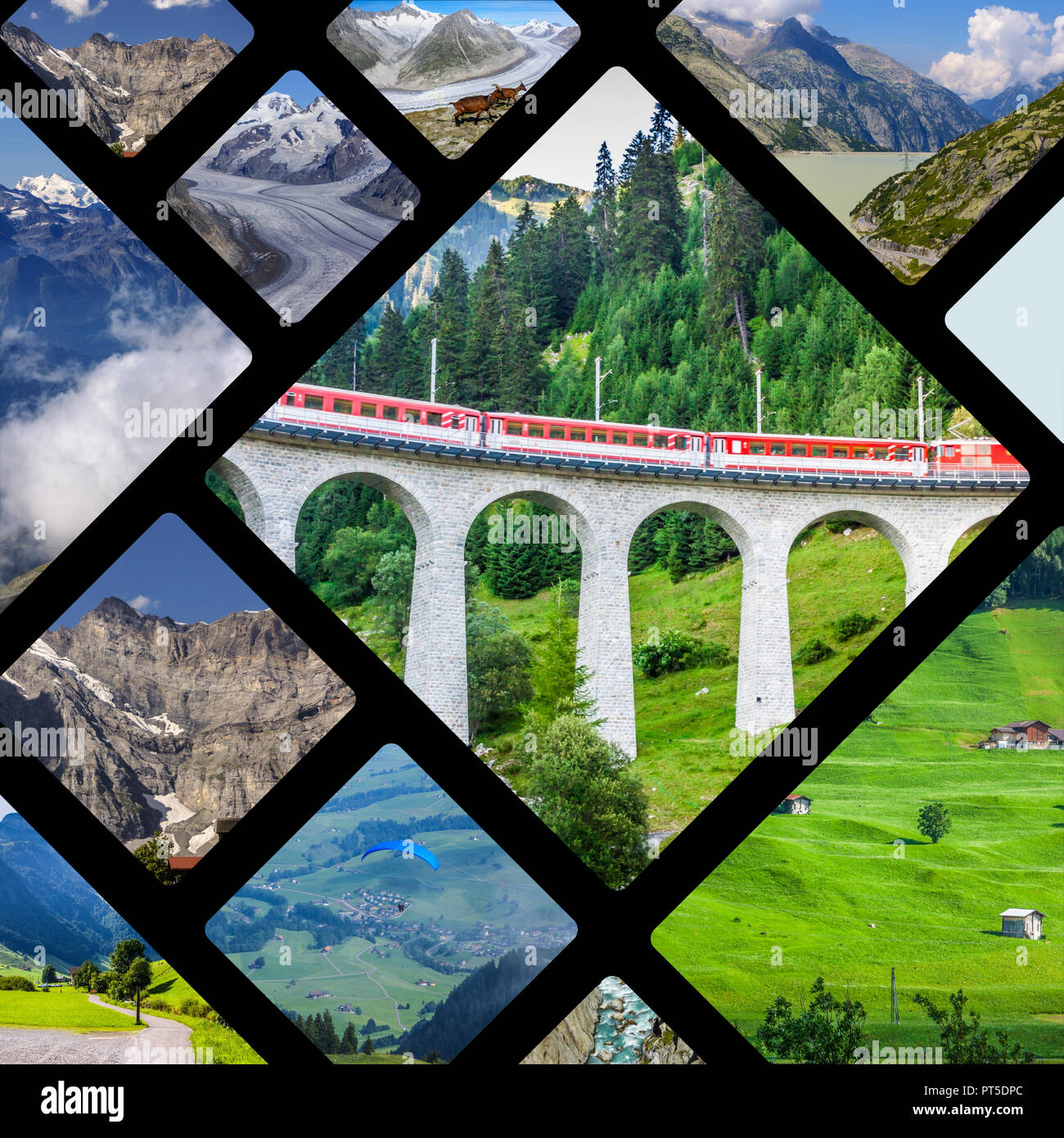 Collage of tourist photos of the Switzerland Stock Photo - Alamy