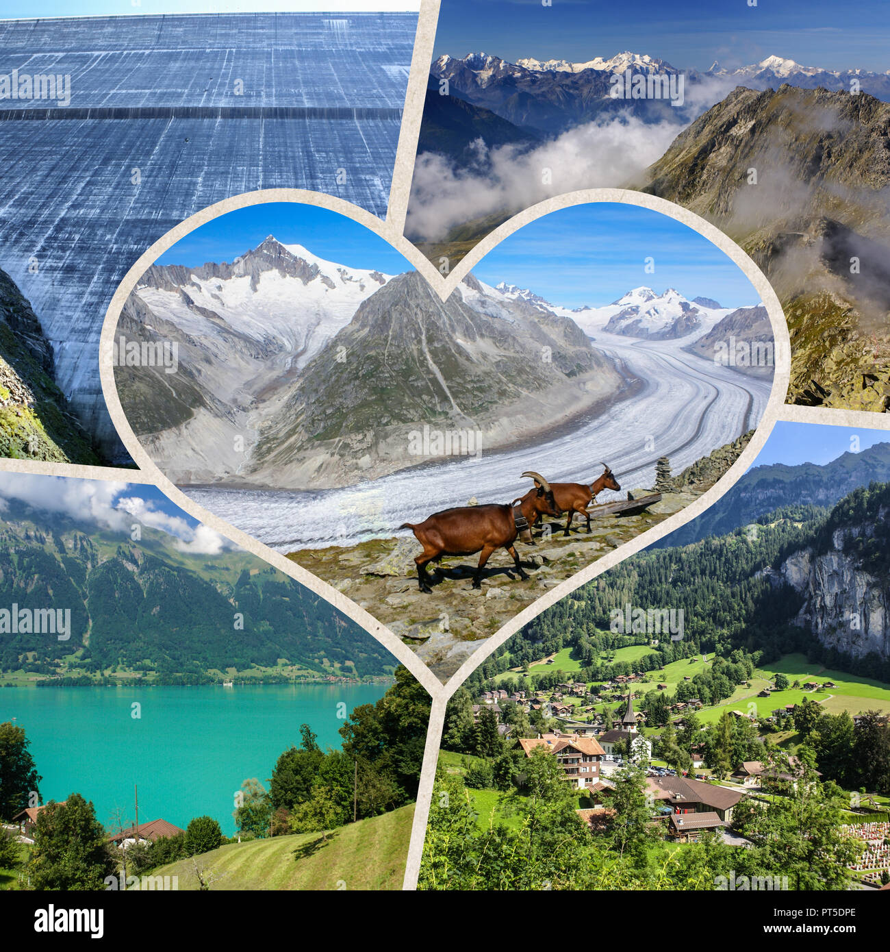 Collage of tourist photos of the Switzerland Stock Photo - Alamy