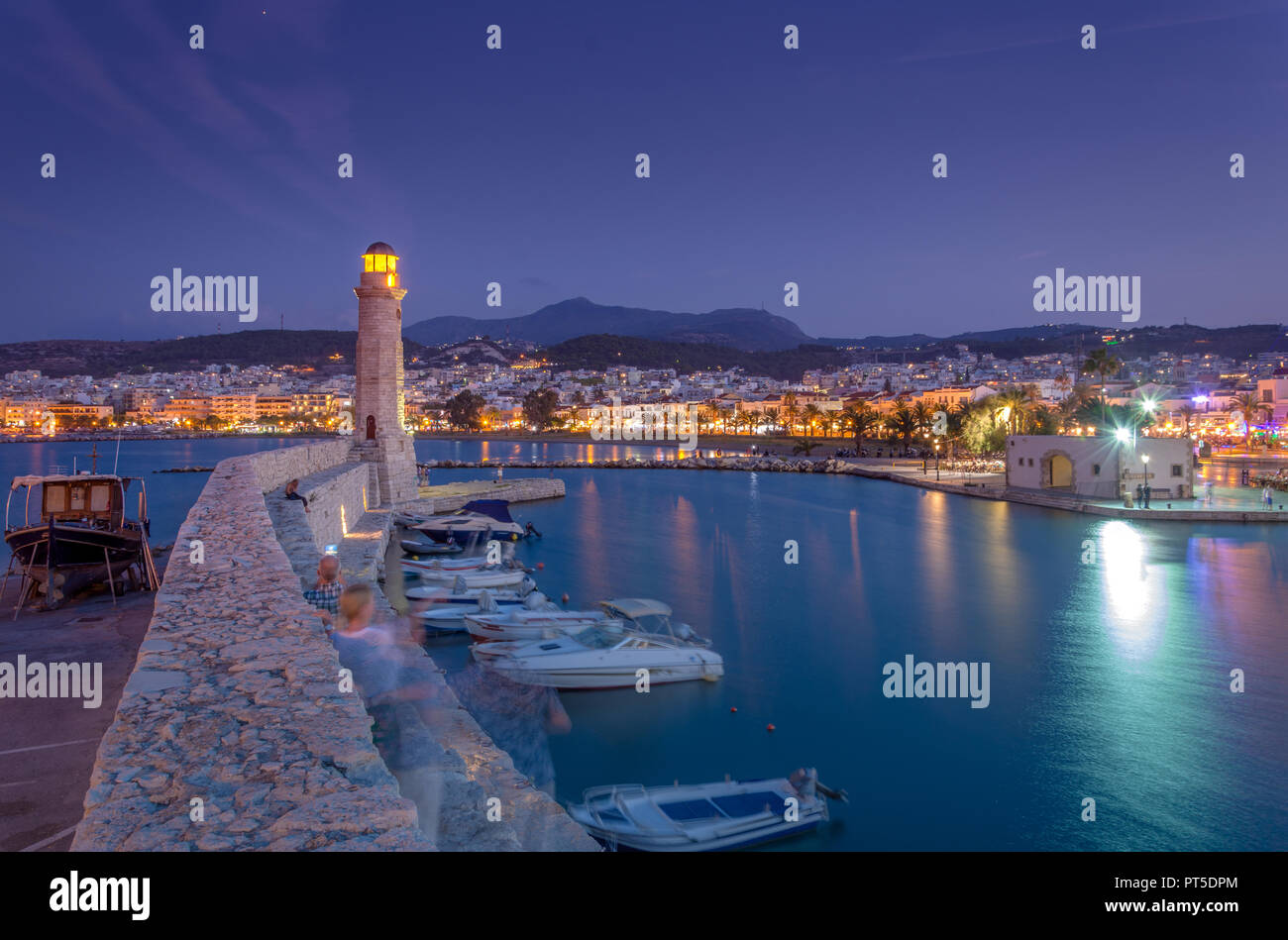 Rethymno city at Crete island in Greece. The old venetian harbor Stock ...