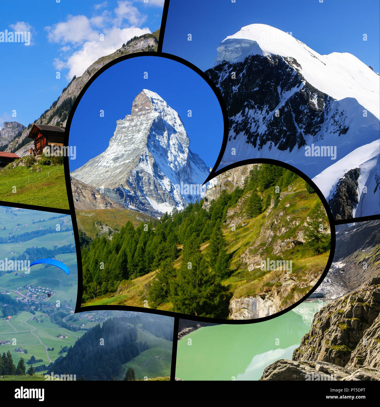 Collage of tourist photos of the Switzerland Stock Photo - Alamy