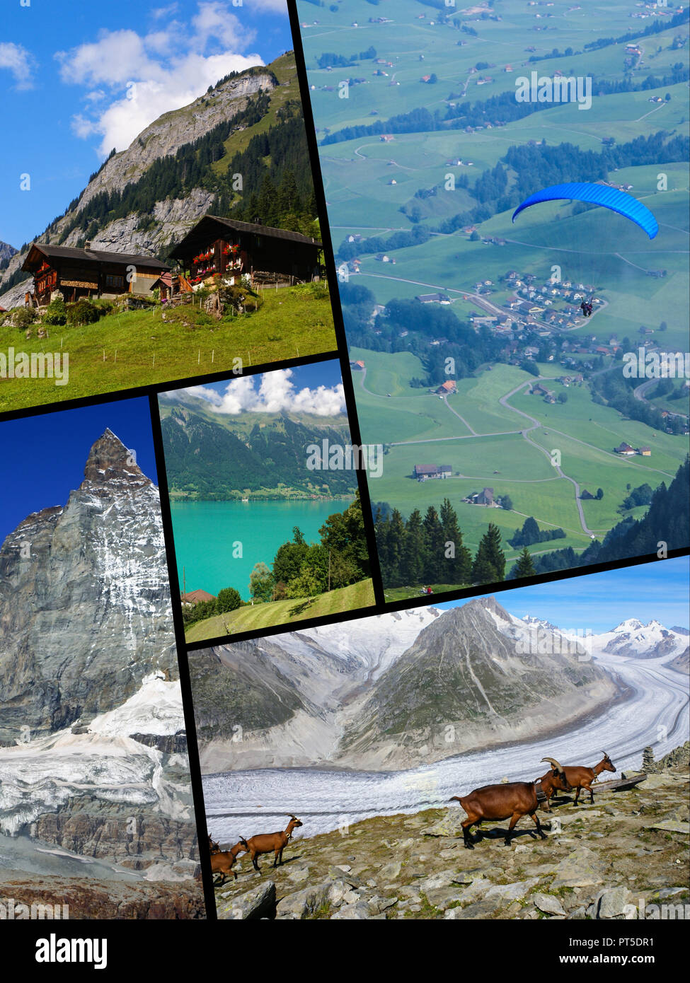Collage of tourist photos of the Switzerland Stock Photo - Alamy