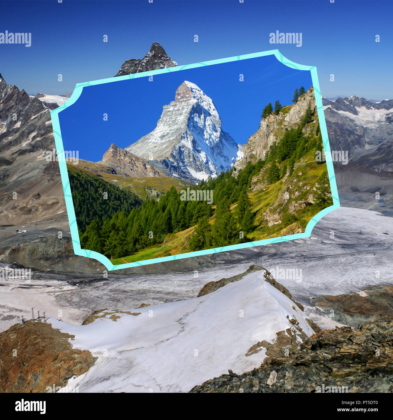 Collage of tourist photos of the Switzerland Stock Photo - Alamy