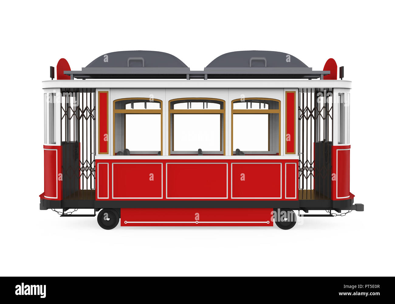 Vintage electric trolley street car public transport transportation red ...