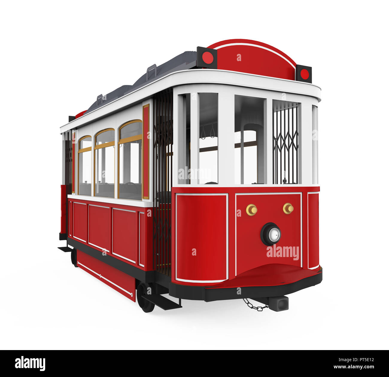 Red and white tram Cut Out Stock Images & Pictures - Alamy
