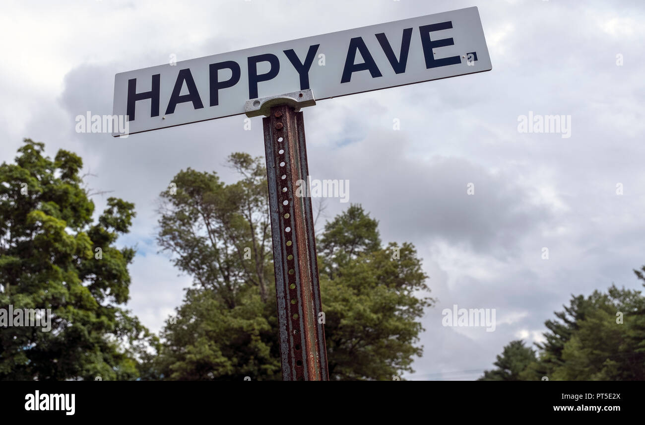 "Happy Ave." street sign Stock Photo - Alamy