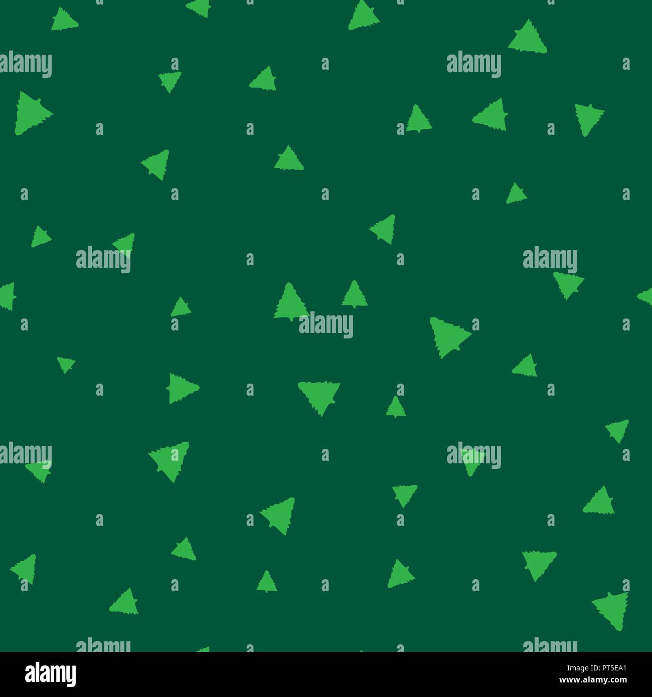 Green Christmas tree seamless pattern. Dark green background. Vector ...