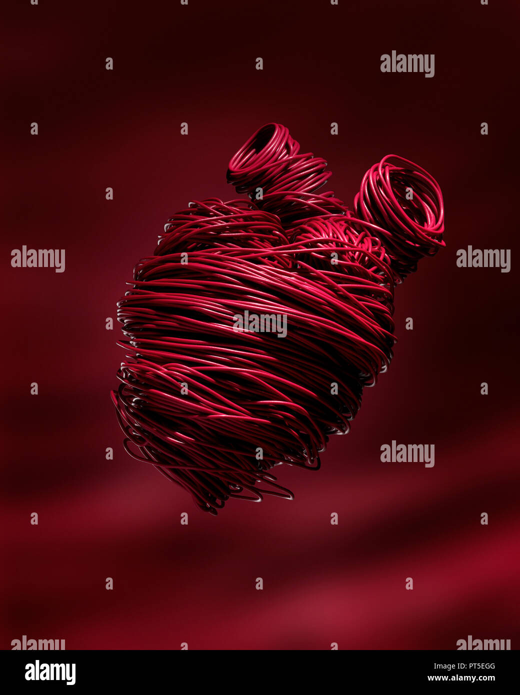 Concept A Red Heart made of wires Stock Photo - Alamy