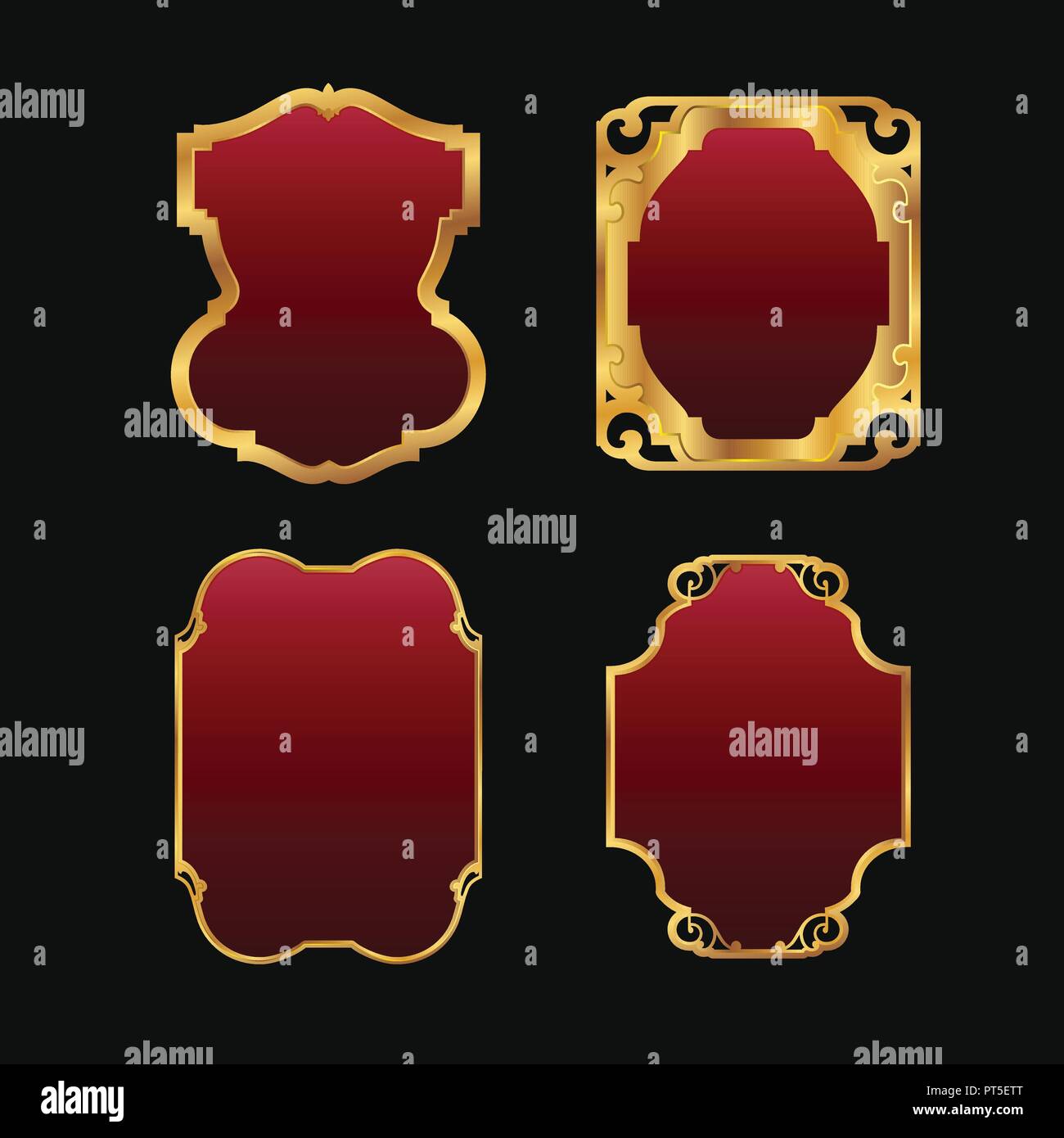 Labels with 3D decorative red golden frames collection set Stock Vector ...