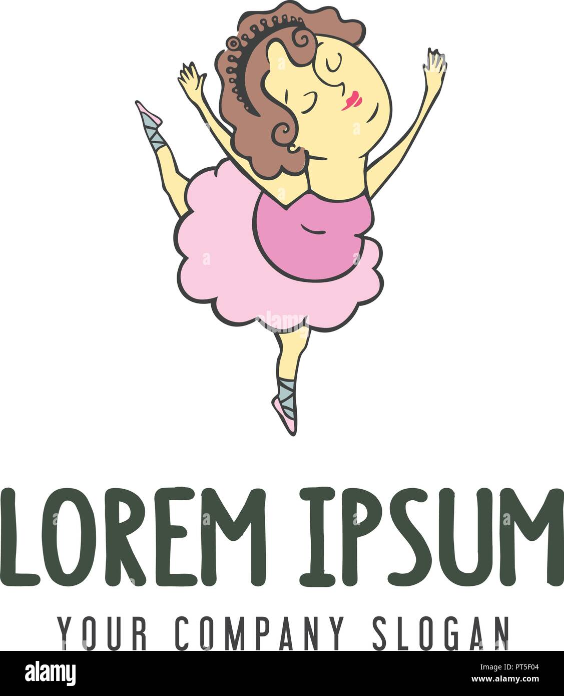 cute ballet woman dancing logo. design concept template Stock Vector ...