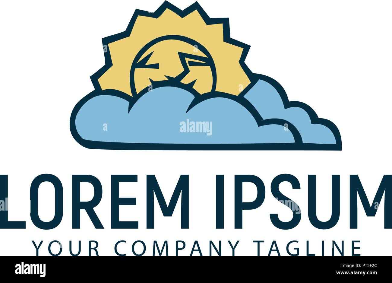 cloud and sun logo. hand drawn design concept template Stock Vector ...