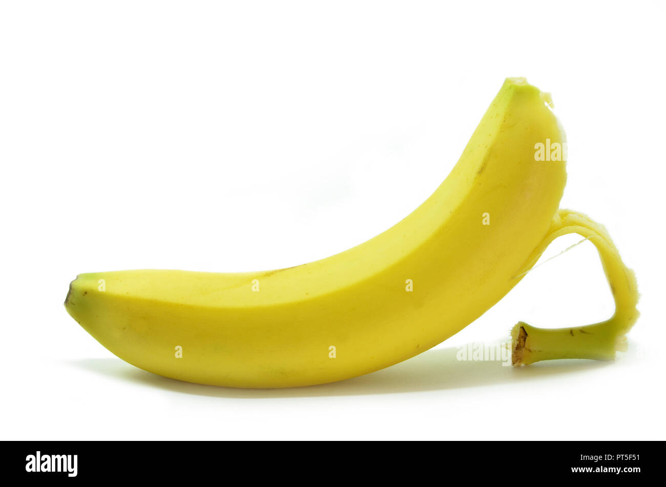 Single ripe banana isolated on white background Stock Photo - Alamy