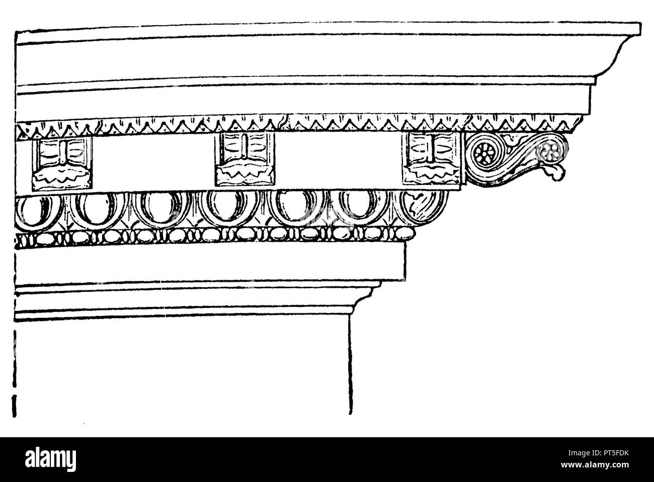 Corinthian cornice. From the vestibule of the Pantheon, anonym 1870 ...