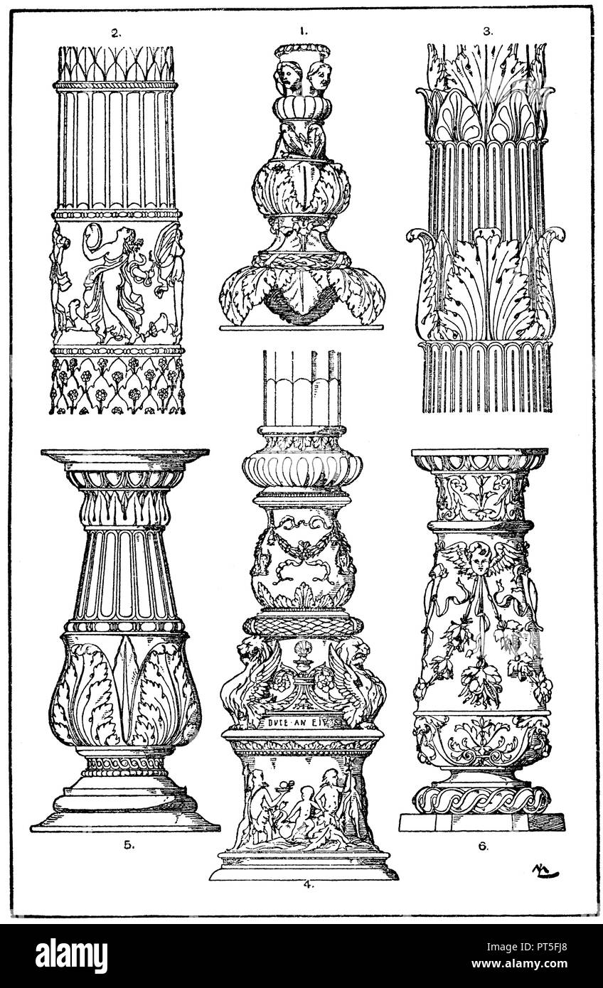 Candelabra shafts: 1. Shank part of a Roman marble candelabra. 2nd ...