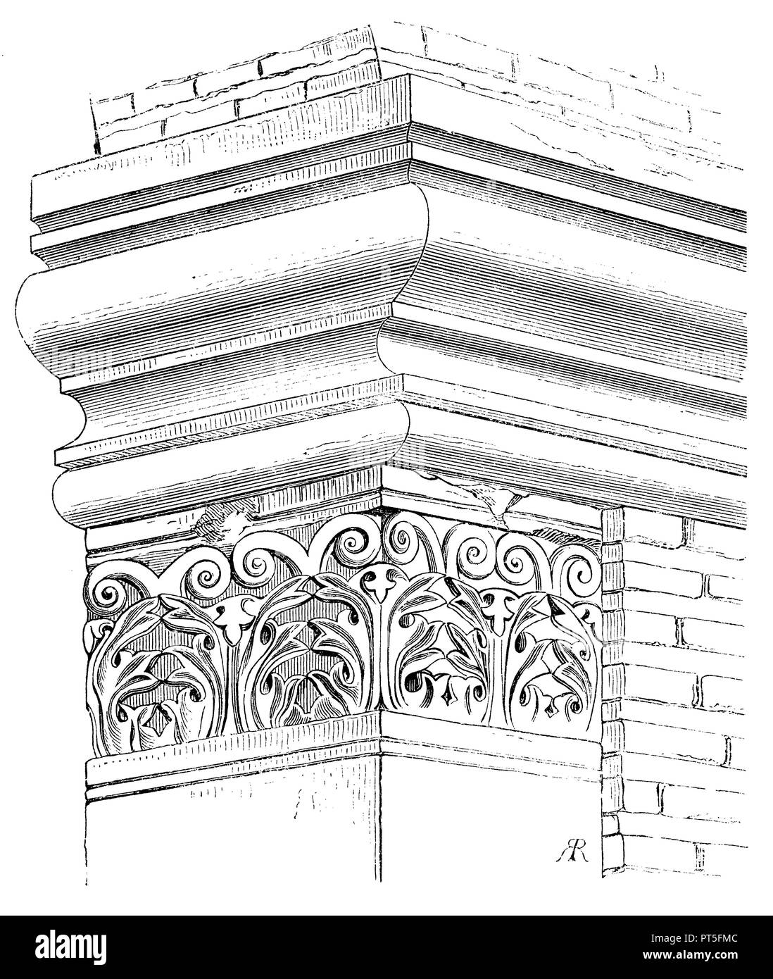 Door capitelle at the palace Theoderich in Ravenna (Rahn.), A.R.? 1870 ...