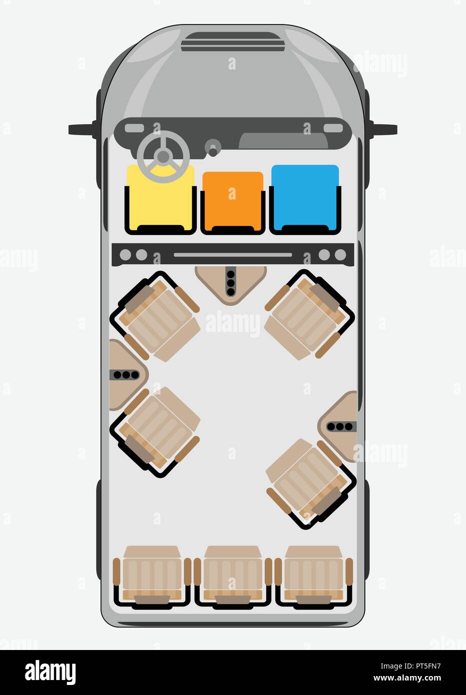 Top View show Seat Map of Passenger Big Van Car Stock Vector Image ...