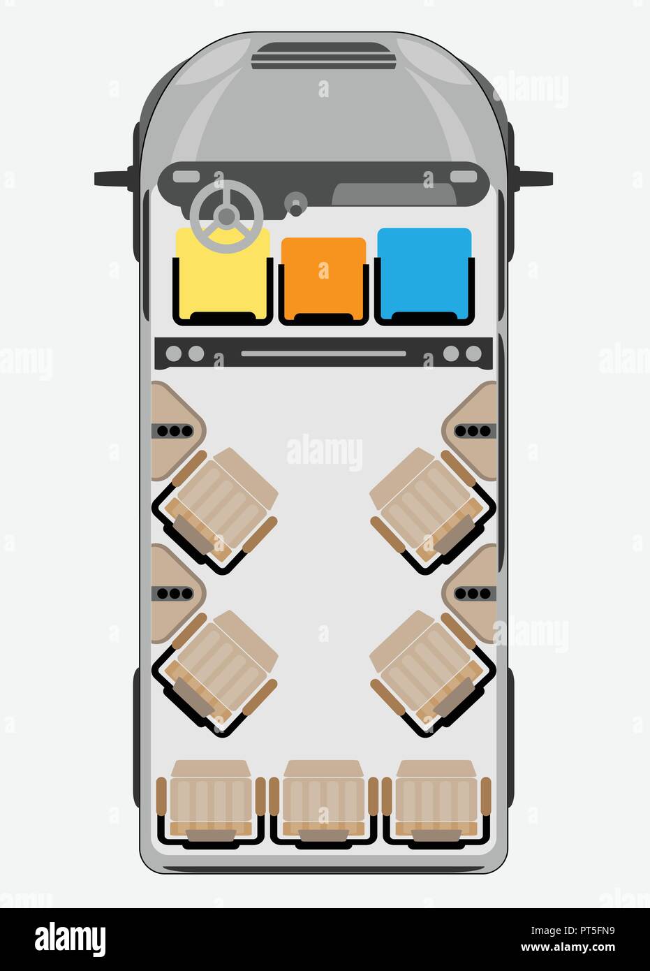 Top View show Seat Map of Passenger Big Van Car Stock Vector Image ...