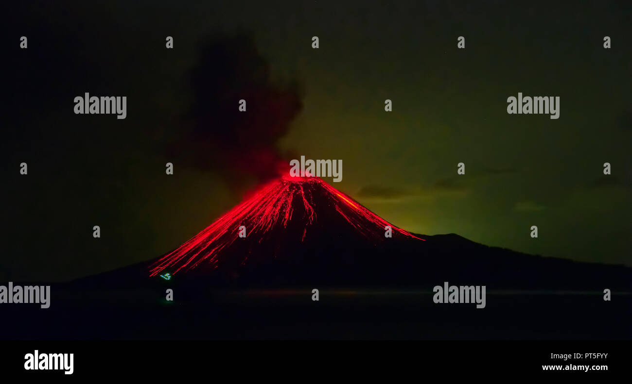 Krakatau, a small island group in the Sunda Strait between the islands ...