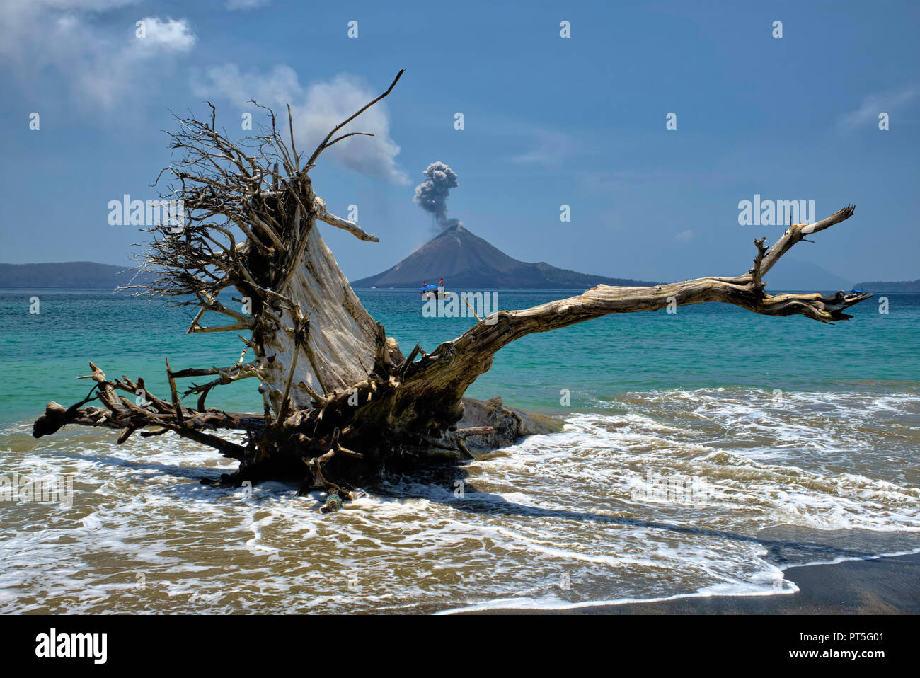 Krakatau, a small island group in the Sunda Strait between the islands ...
