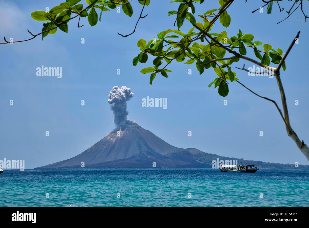 Krakatau, a small island group in the Sunda Strait between the islands ...