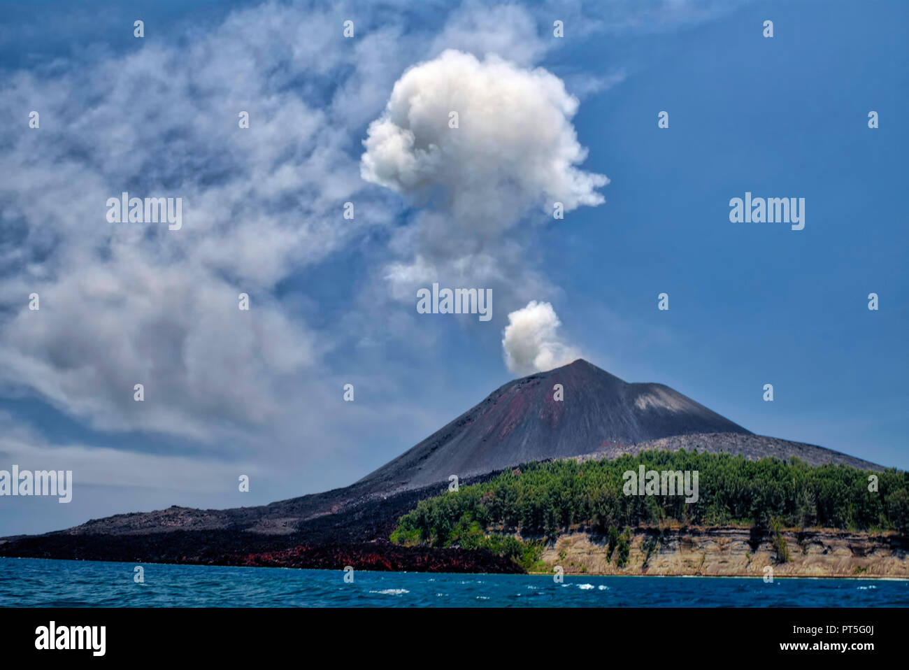 Krakatau, a small island group in the Sunda Strait between the islands ...