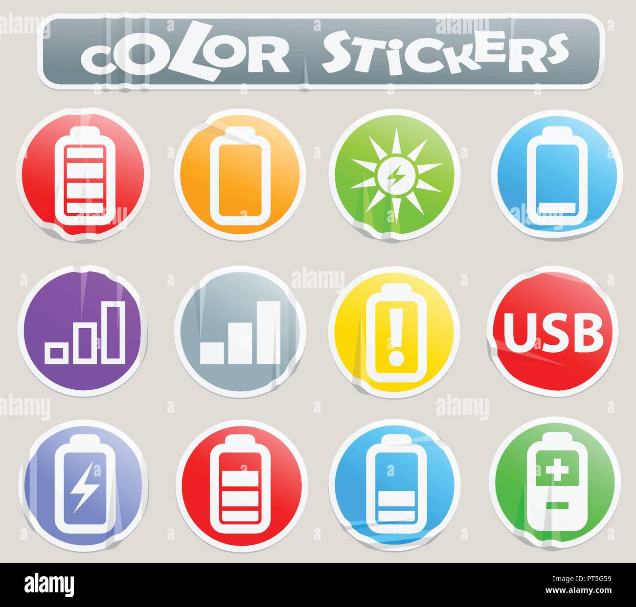 Battery and Power vector icons for user interface design Stock Vector ...