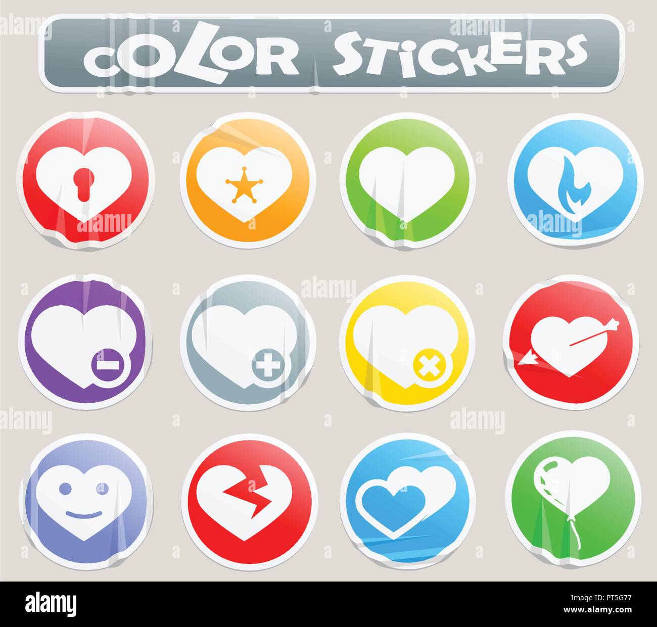 Heart color stickers Stock Vector Image & Art - Alamy