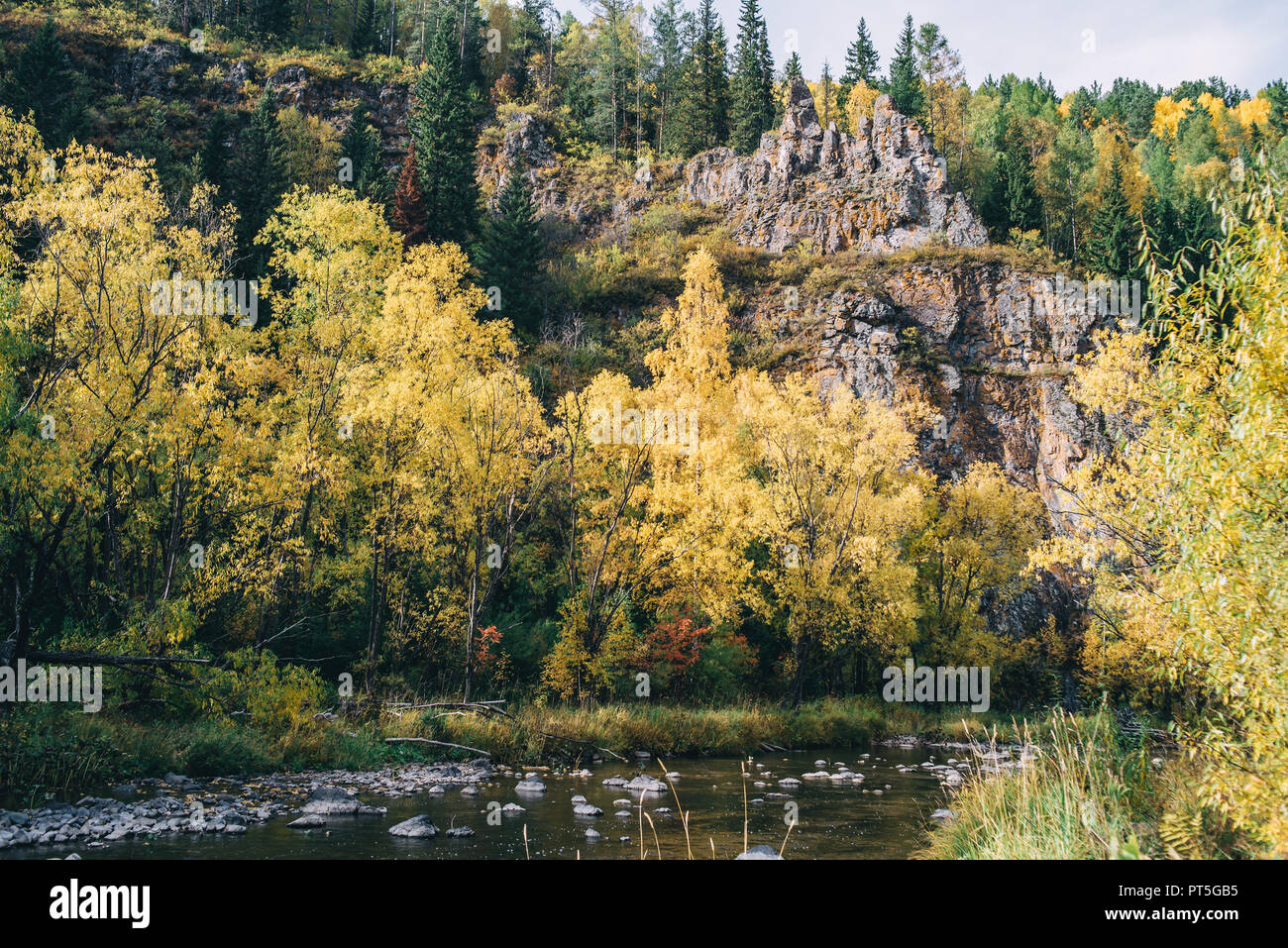 Autumn fall river rock tree hi-res stock photography and images - Alamy