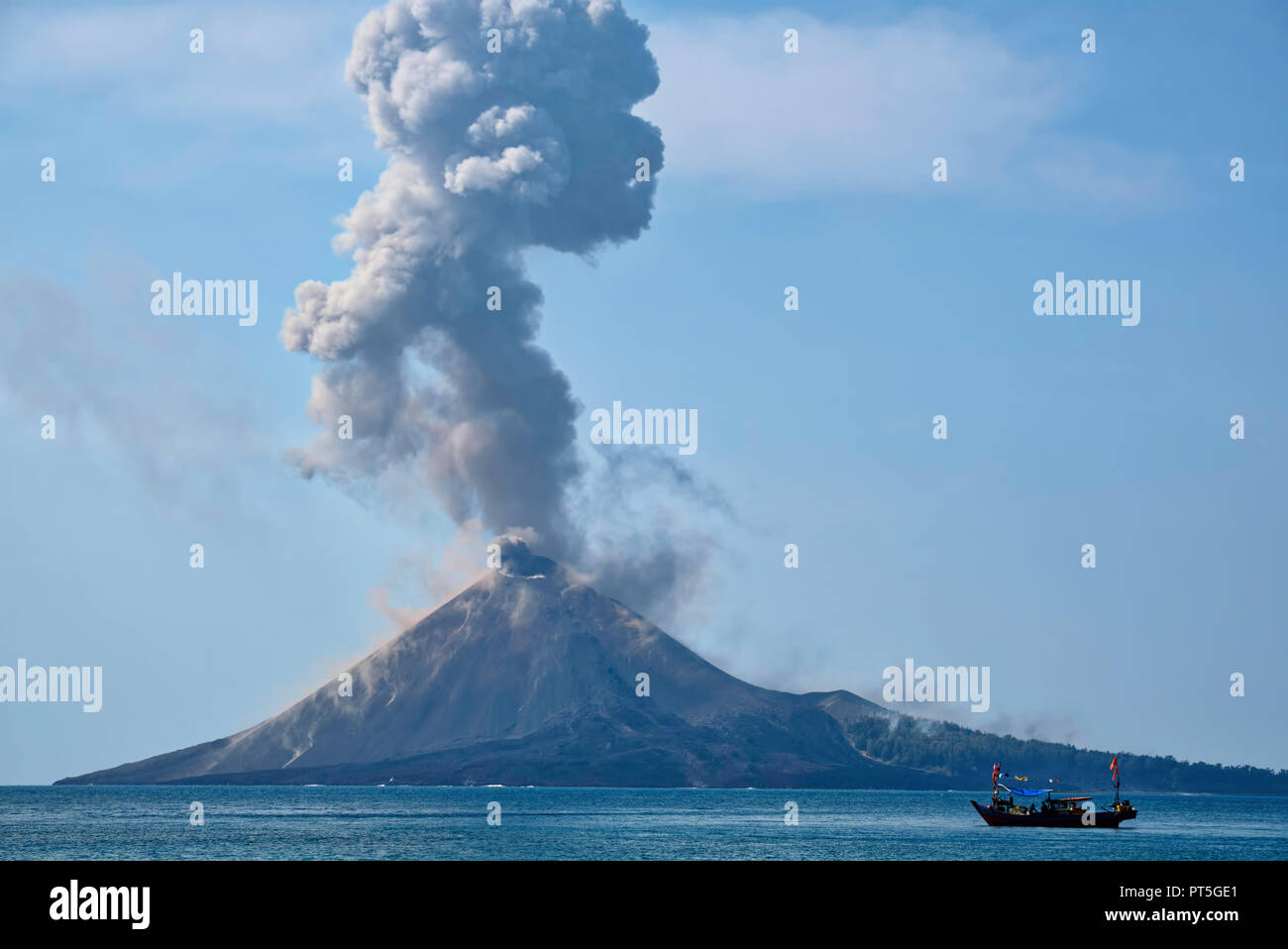 Krakatau, a small island group in the Sunda Strait between the islands ...