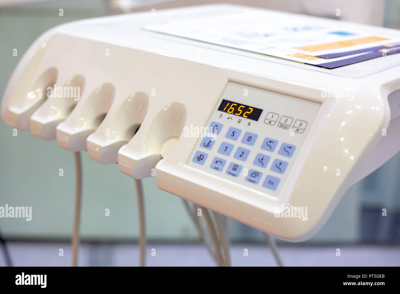 Modern control panel of dentist machine for treatment teeth. Dentist ...