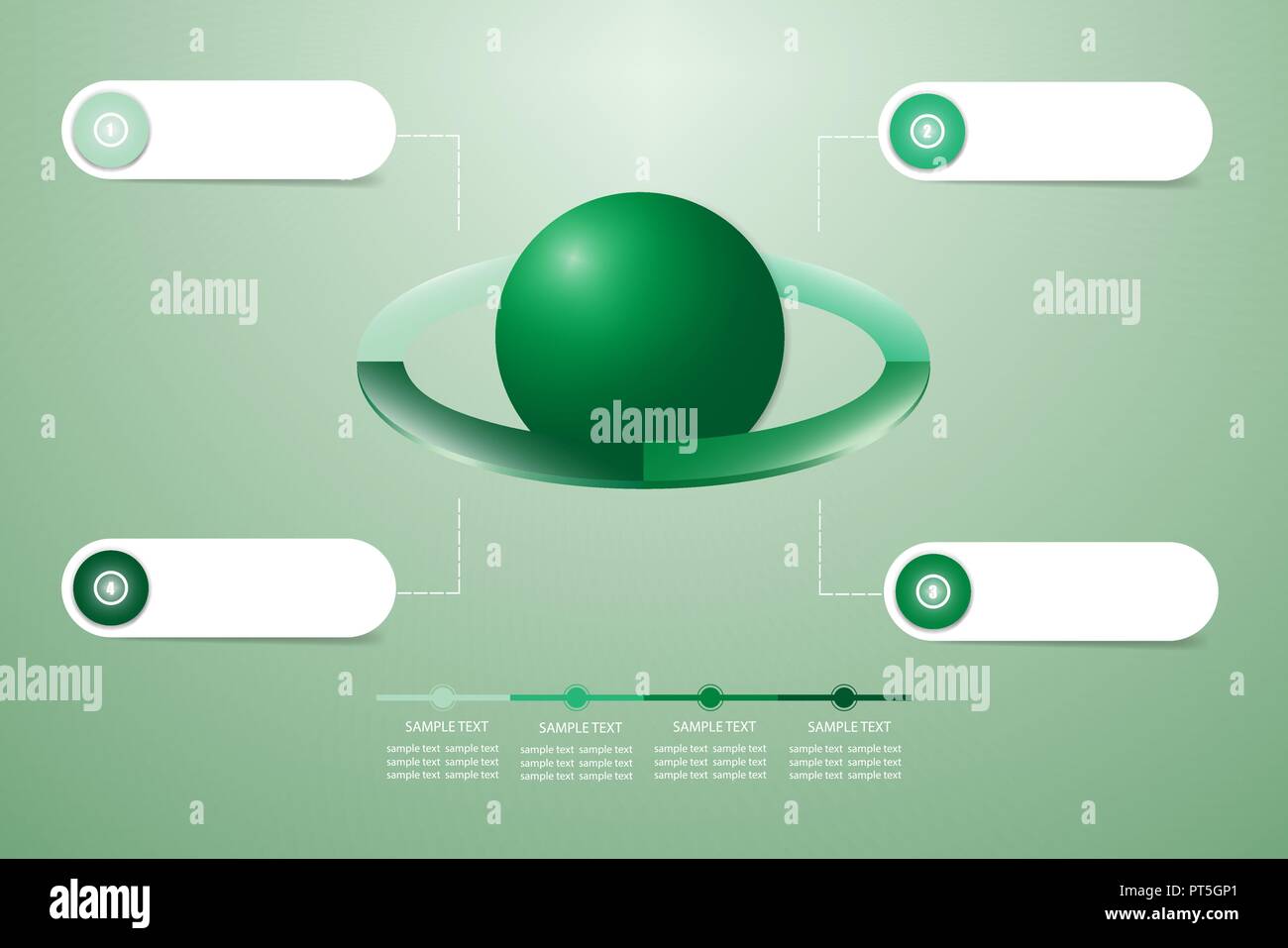 Infographic of green ellipse divided into 4 parts with ball in the ...