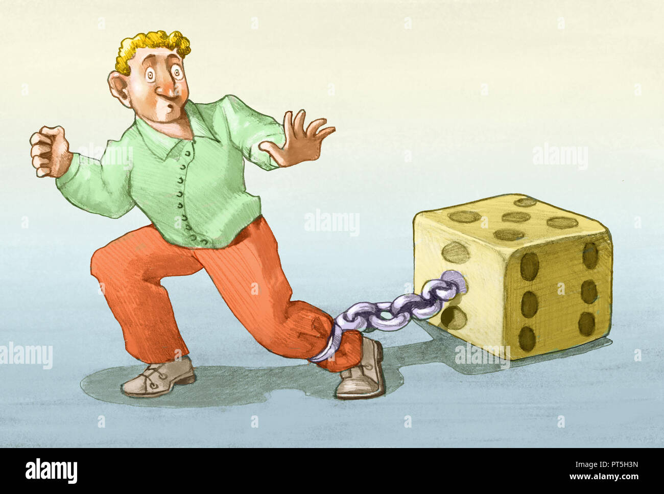 chained man to die tries to escape allegory pencil illustration Stock ...