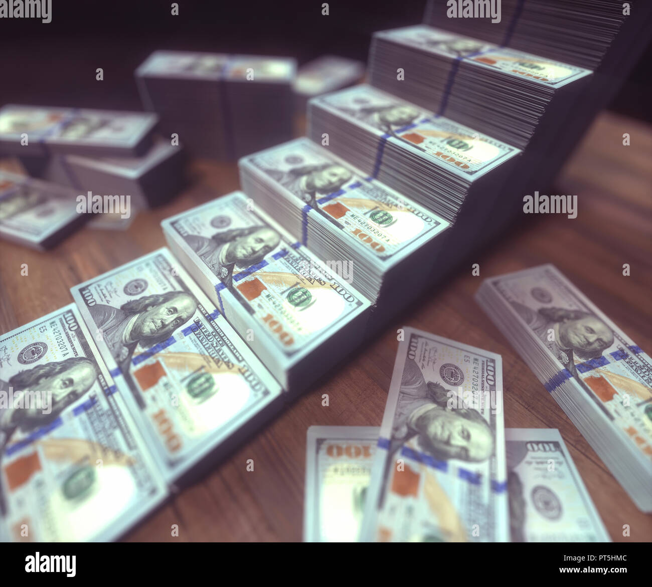 Stacks of one hundred US dollar banknotes, illustration Stock Photo - Alamy