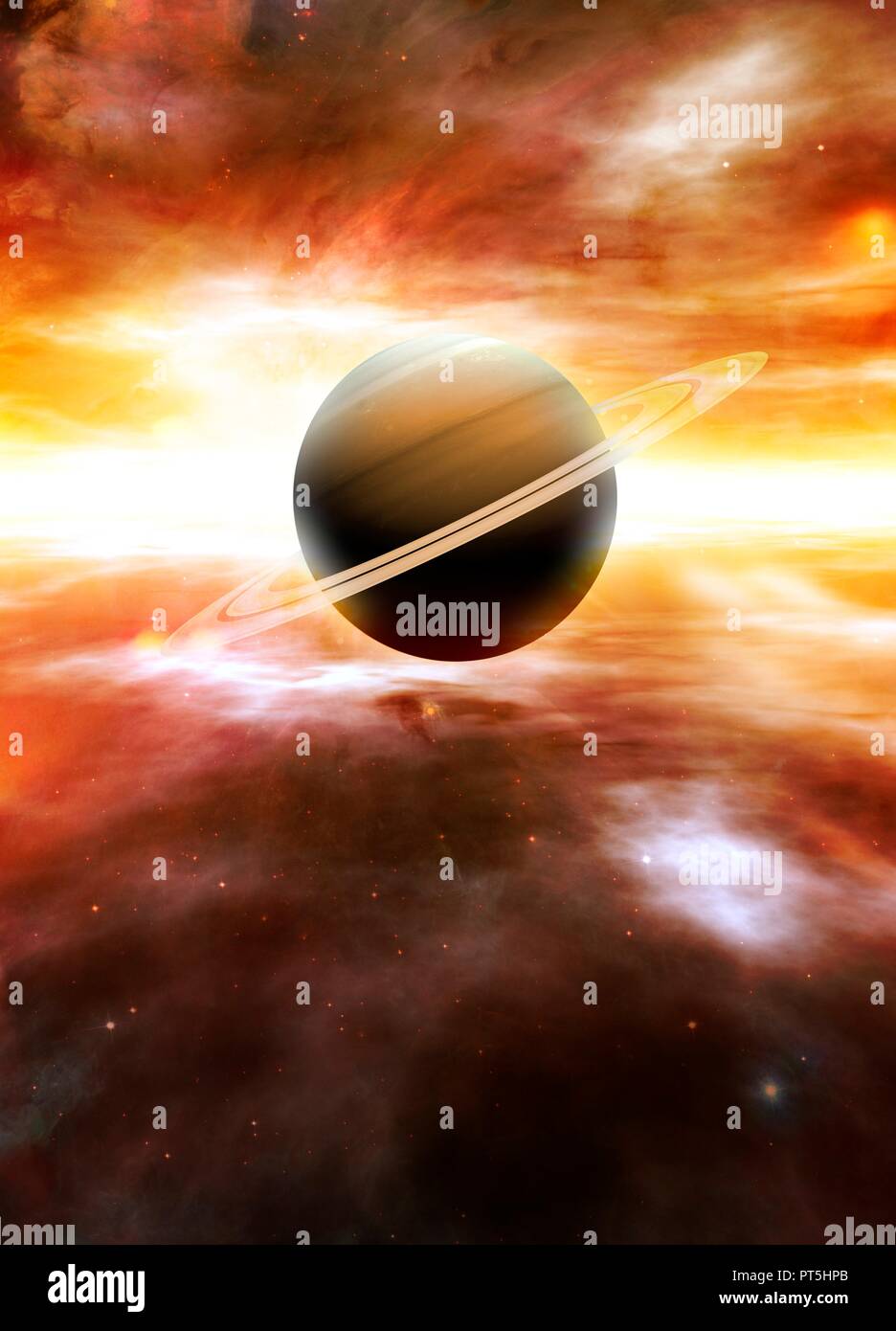 Planet with rings, illustration Stock Photo - Alamy