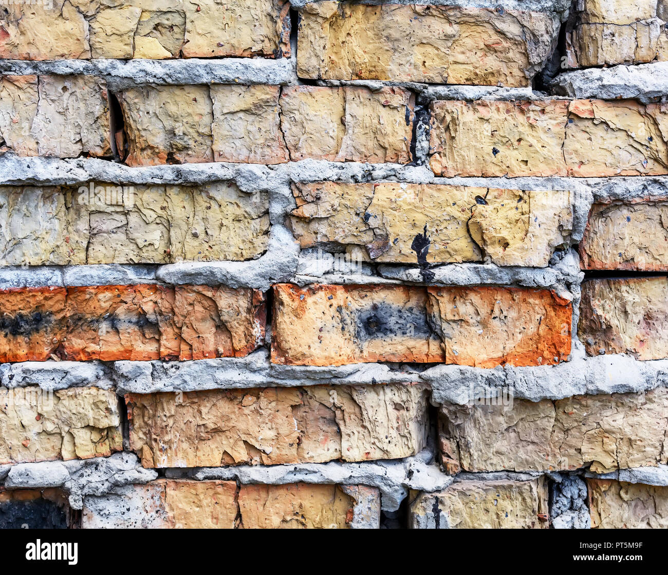 Old destroyed brick wall as background closeup Stock Photo - Alamy