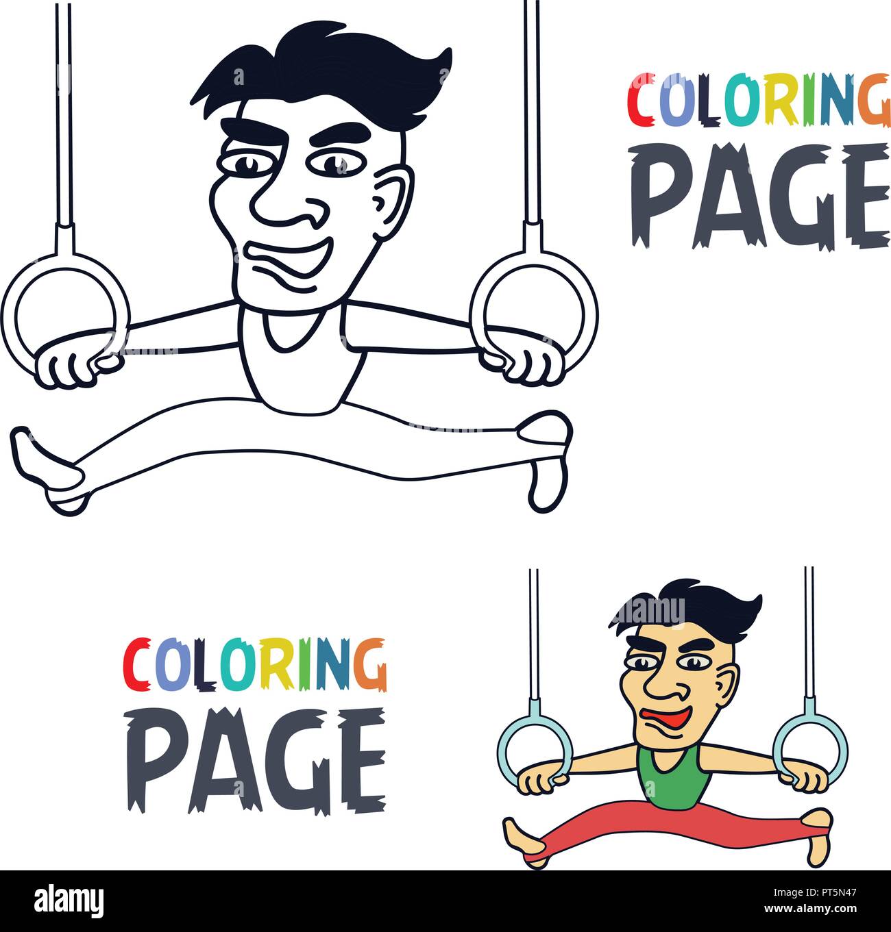 coloring page with sportman training cartoon Stock Vector Image & Art ...