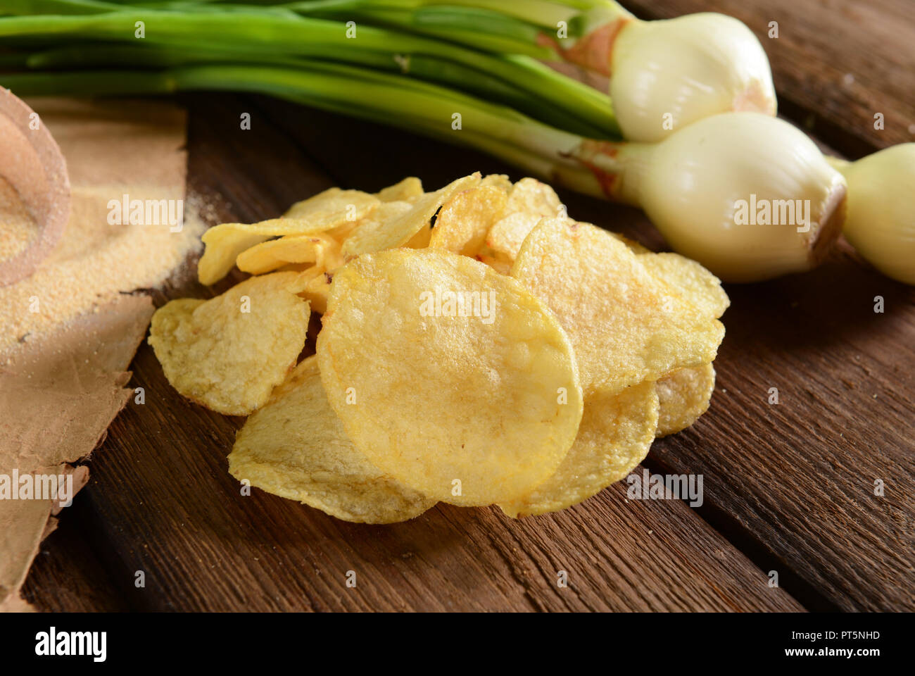 Potato chips- spring onion flavour Stock Photo - Alamy