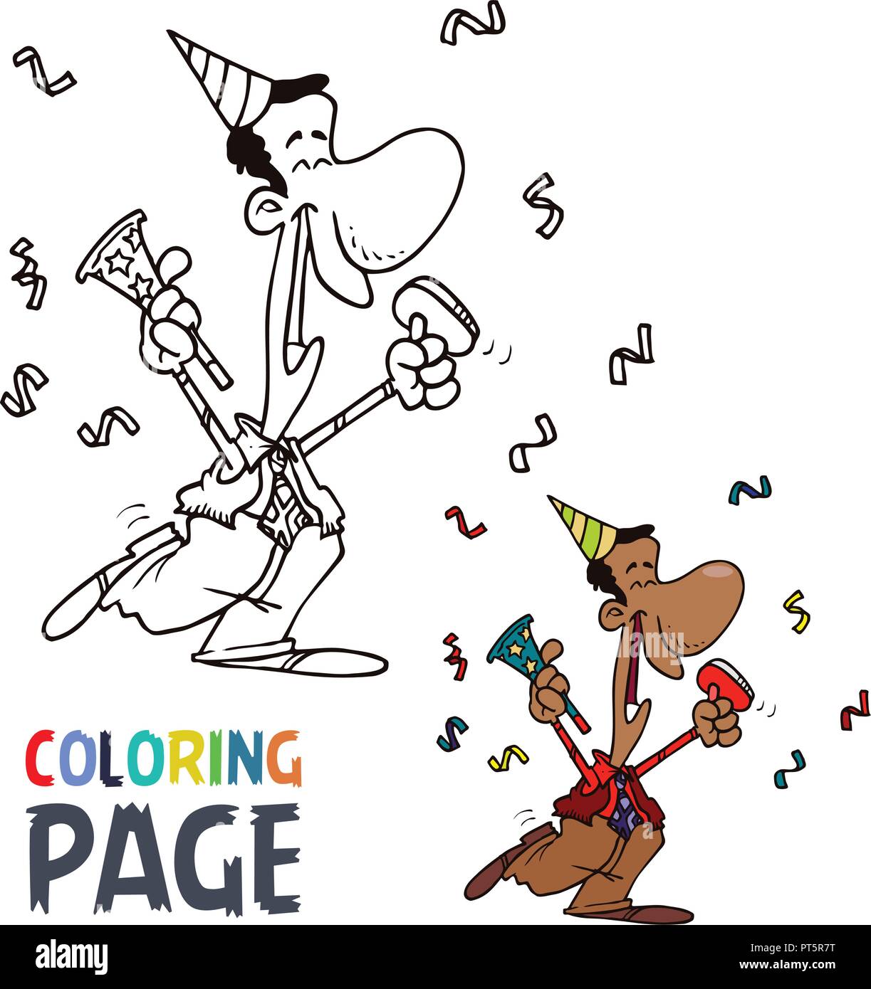 celebrate people cartoon coloring page Stock Vector Image & Art - Alamy