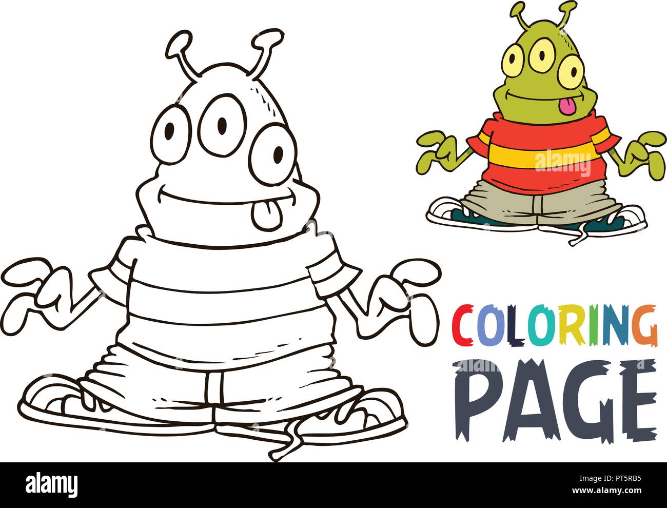 alien cartoon coloring page Stock Vector Image & Art - Alamy