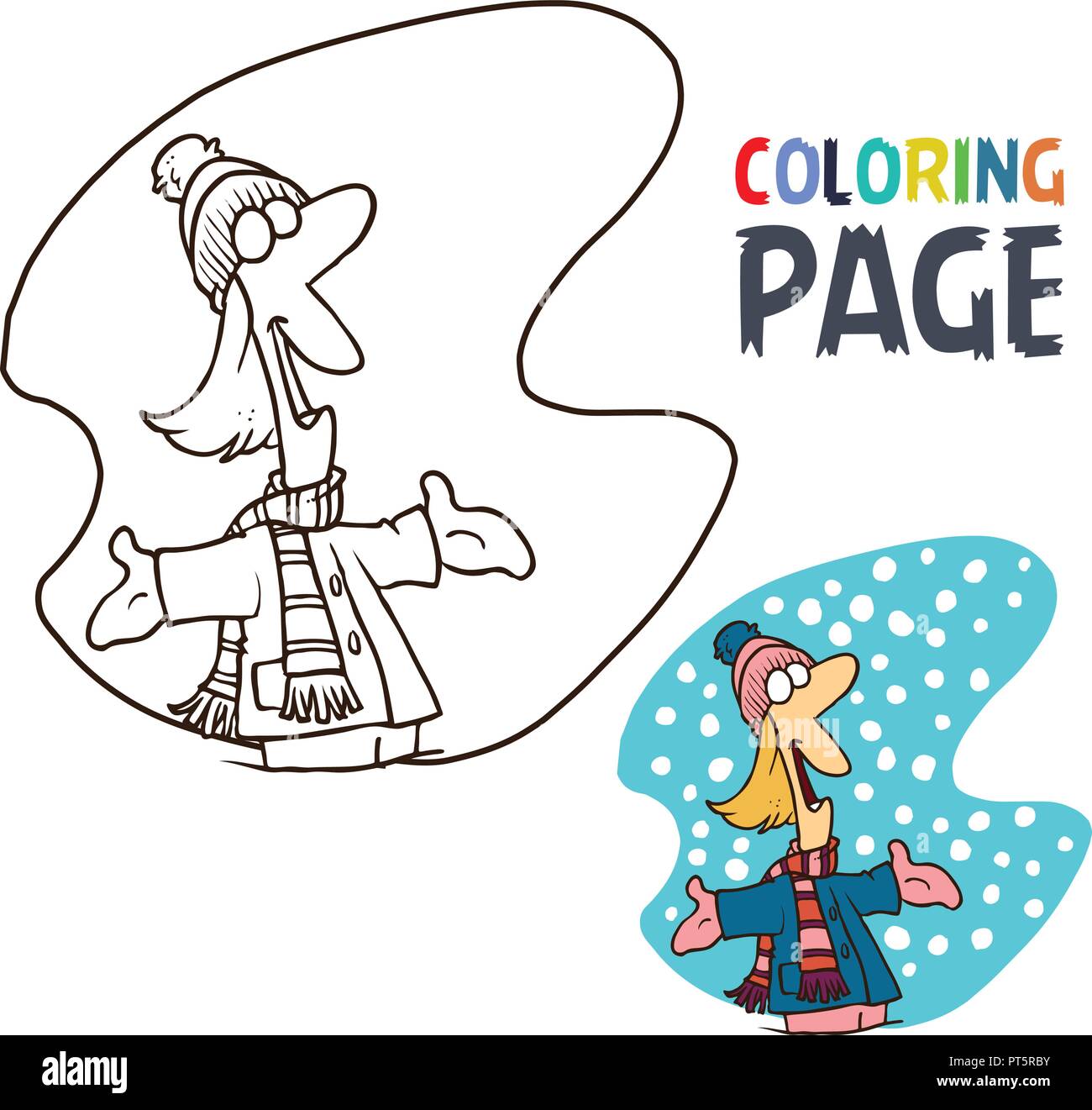 people with winter coloring page Stock Vector Image & Art - Alamy
