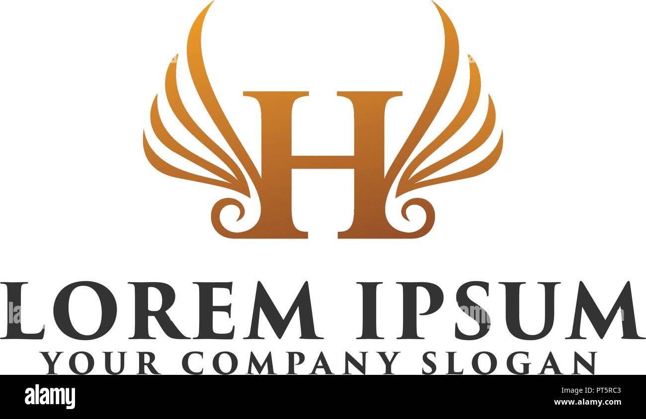 luxury letter H wings logo design concept template Stock Vector Image ...