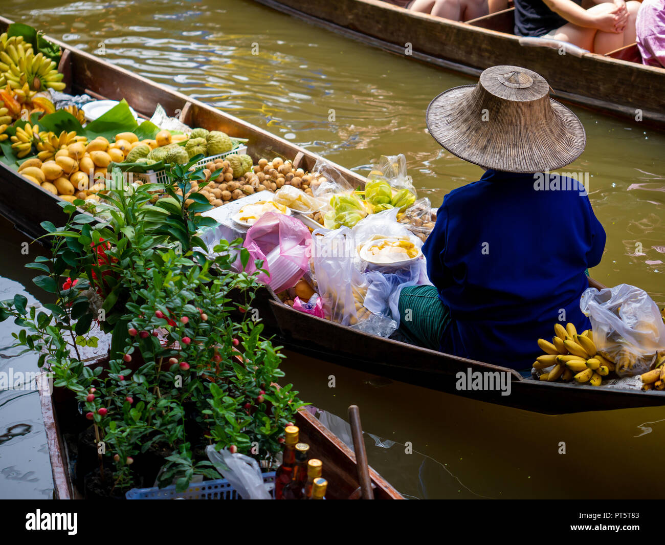 Damnoen Saduak Floating Market, Thailand:- April 12, 2018:- This is a ...
