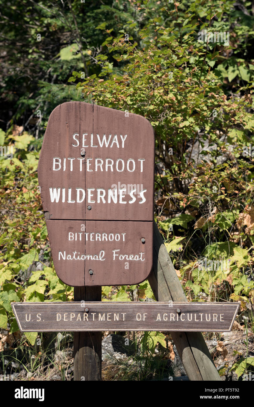 Selway - Bitterroot Wilderness sign, Bitterroot National Forest, Idaho ...