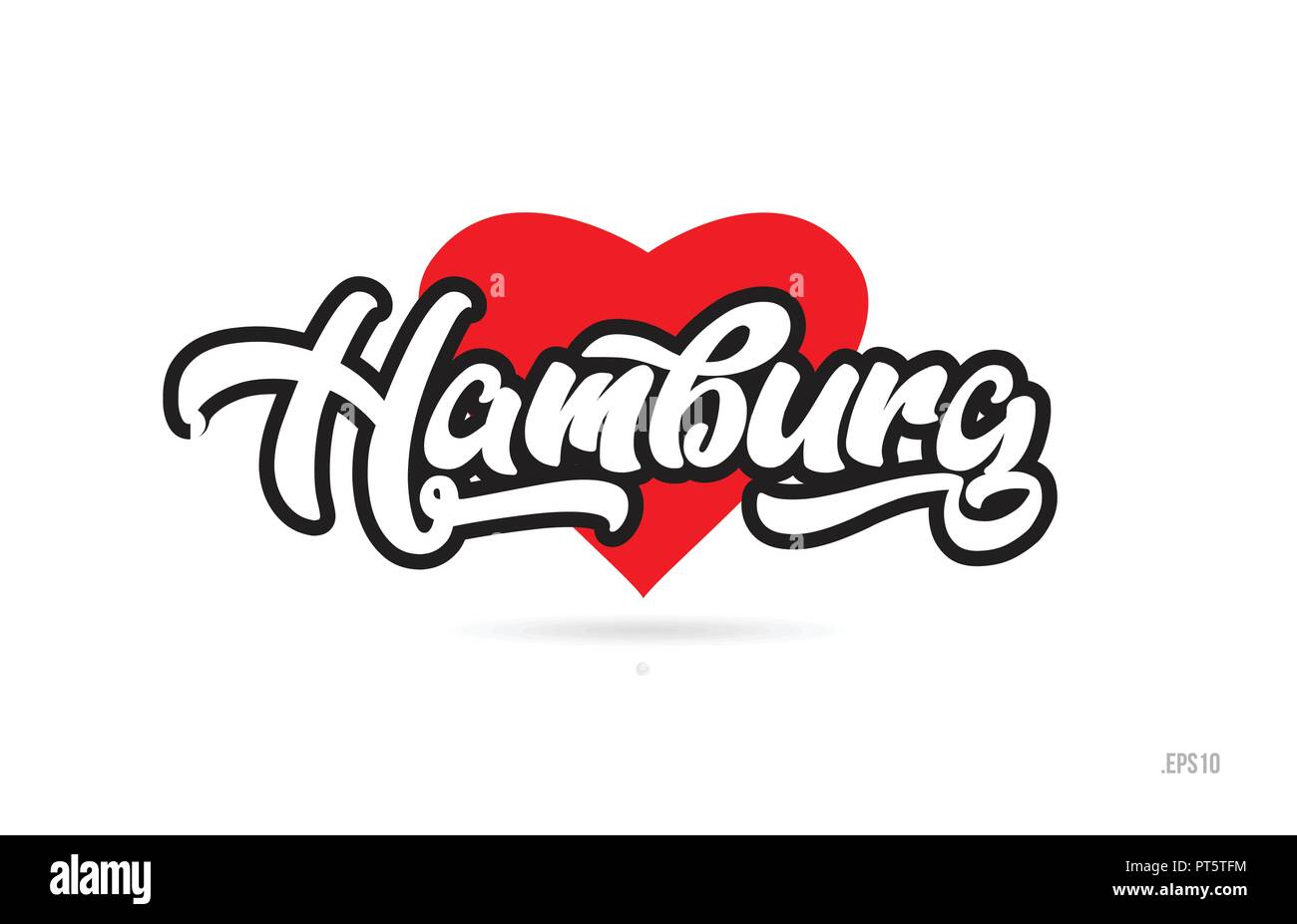 hamburg city text design with red heart typographic icon design ...