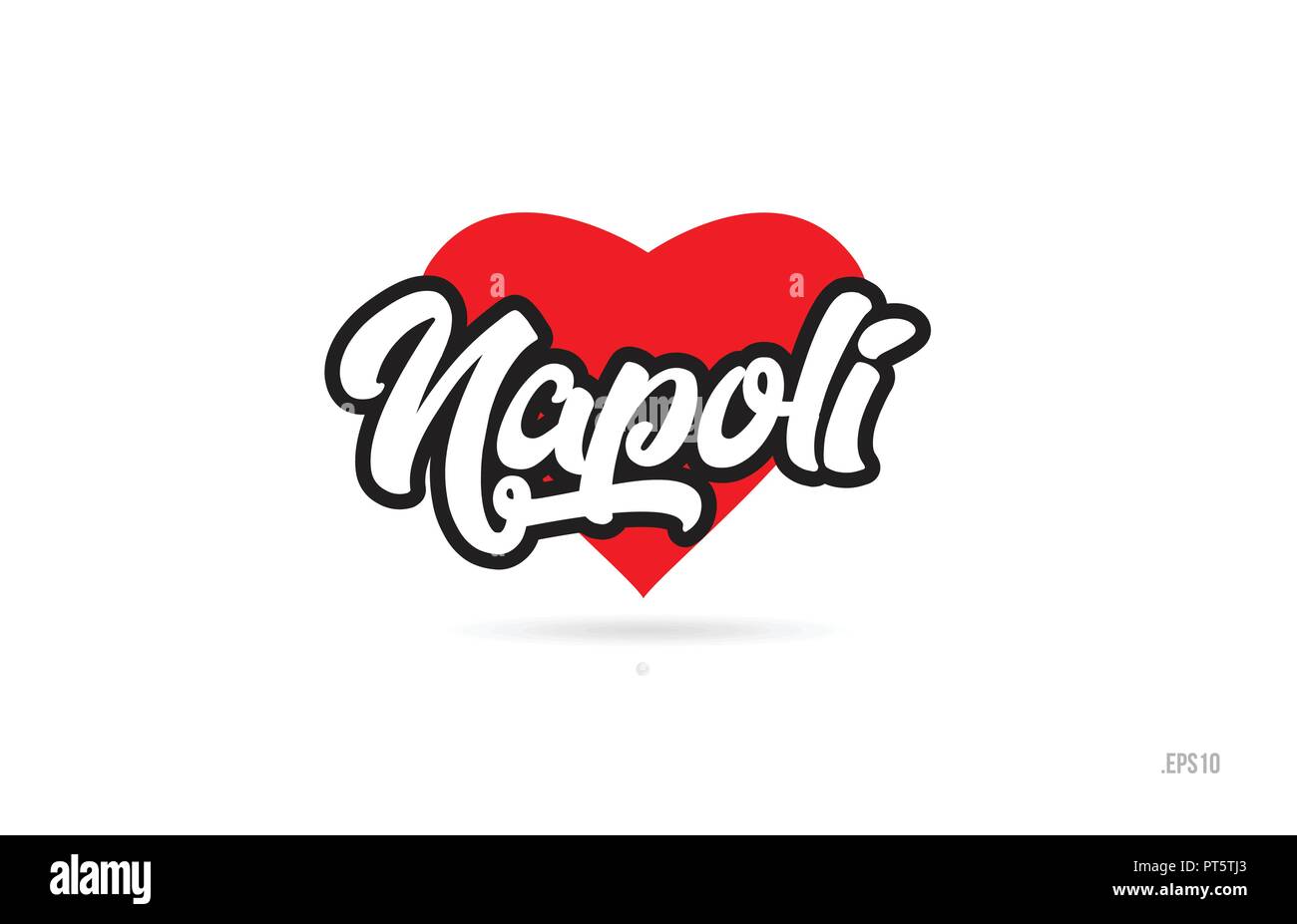 napoli city text design with red heart typographic icon design suitable ...