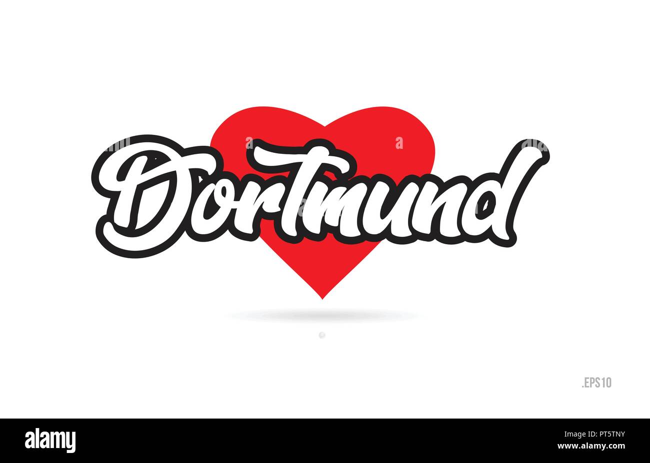 dortmund city text design with red heart typographic icon design ...