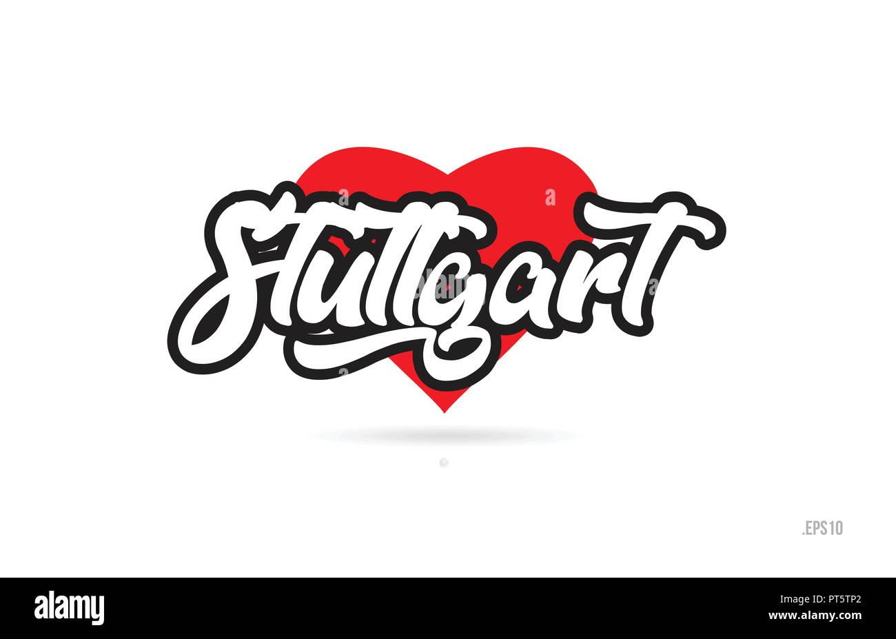 stuttgart city text design with red heart typographic icon design ...